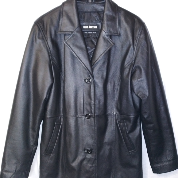 Nikon | Jackets & Coats | Black Leather Coat | Poshmark